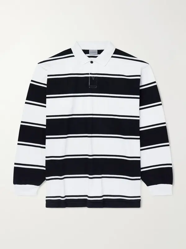 Balenciaga Stripe Cotton Polo Shirt