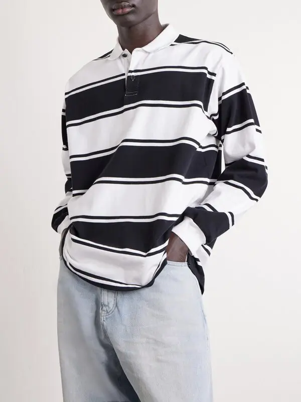Balenciaga Stripe Cotton Polo Shirt