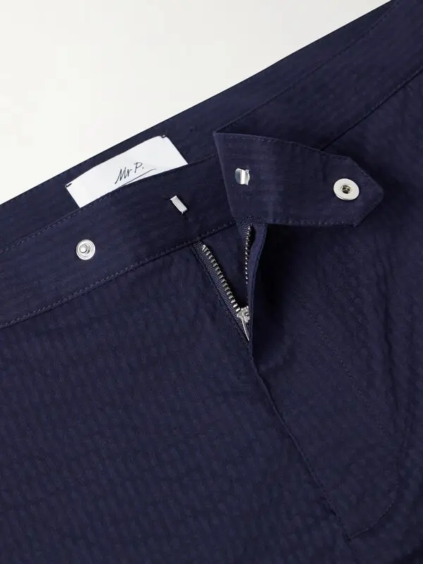 Mr P. Straight-leg Seersucker Swim Shorts