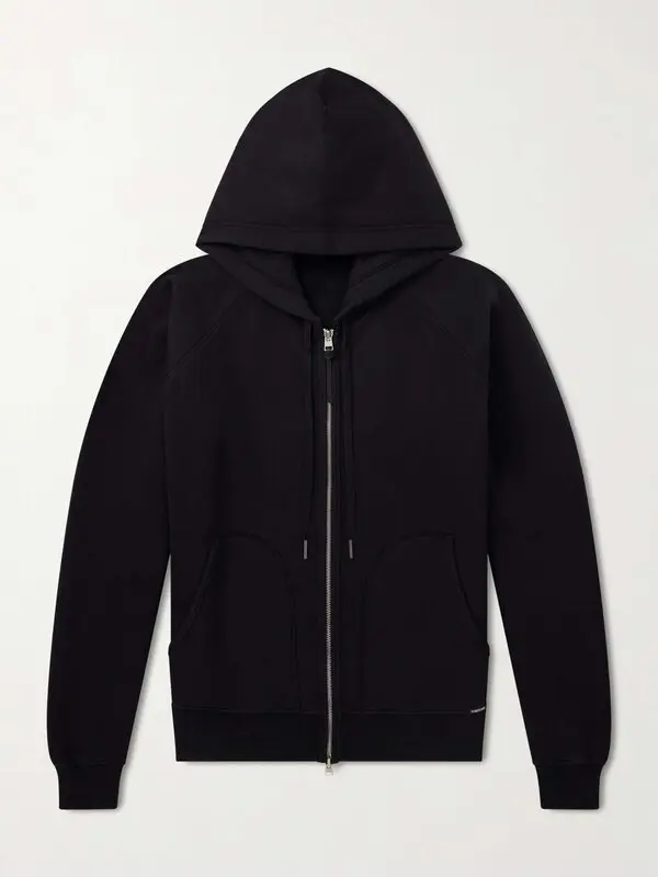 TOM FORD Slim-fit Cotton-jersey Zip-up Hoodie - Black