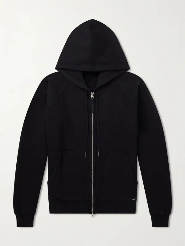 TOM FORD Slim-fit Cotton-jersey Zip-up Hoodie - Black