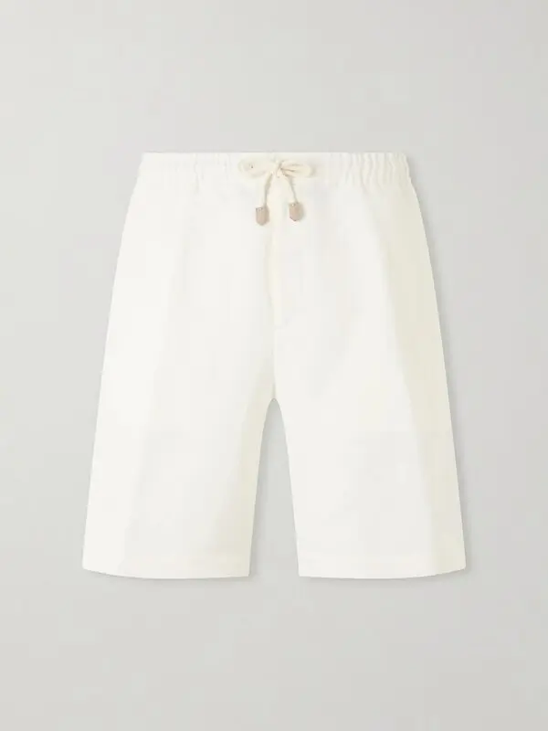 Canali Straight-leg Linen And Silk-blend Bermuda Shorts - White