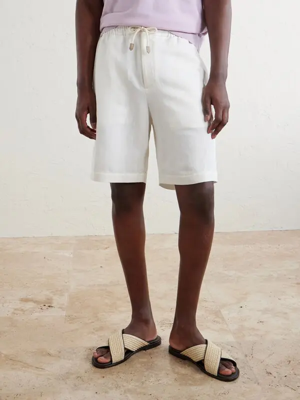 Canali Straight-leg Linen And Silk-blend Bermuda Shorts