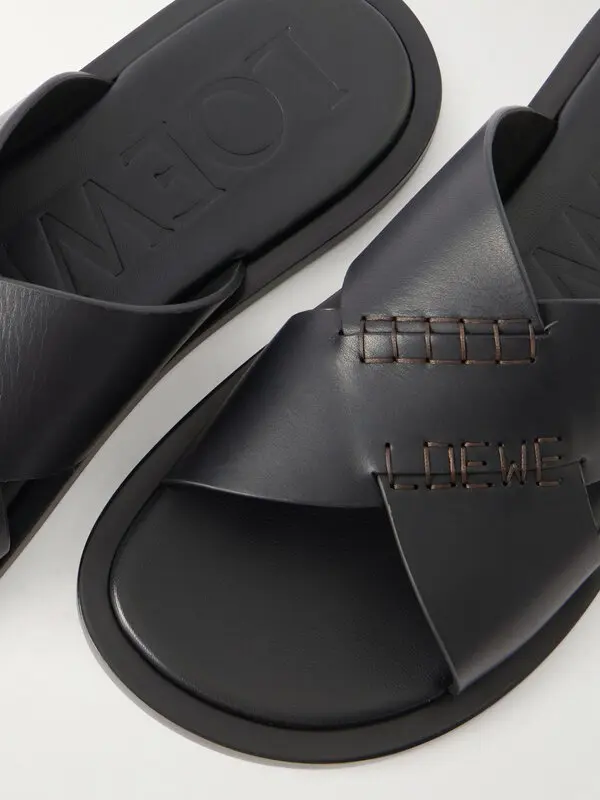 Loewe Flex Criss-cross Leather Slides