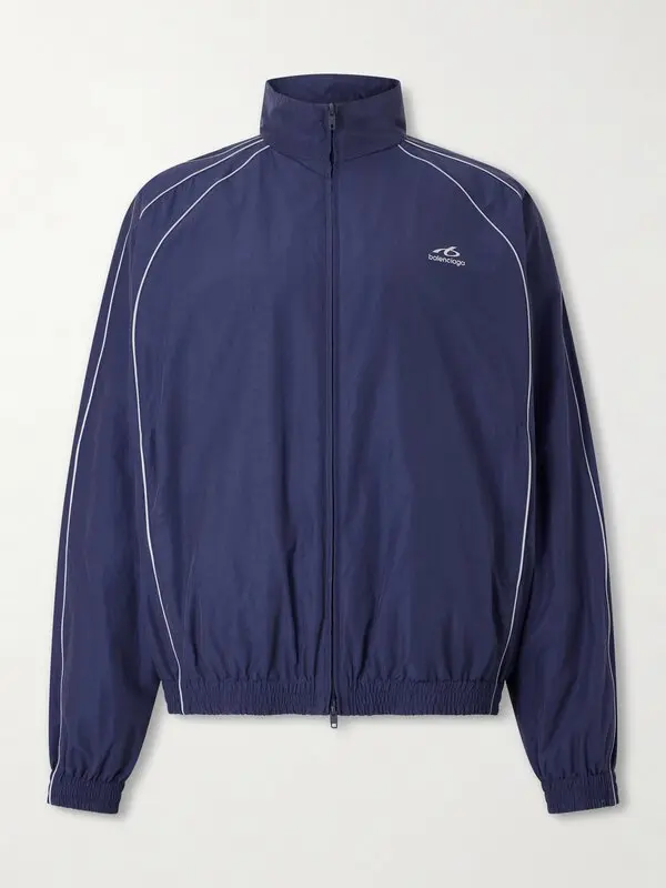 Balenciaga Logo-print Cotton-blend Track Jacket - Blue