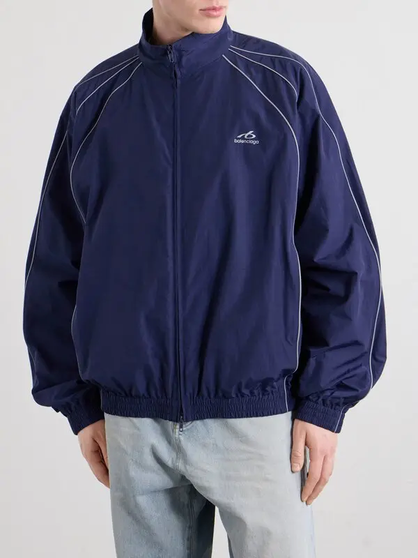 Balenciaga Logo-print Cotton-blend Track Jacket - Blue
