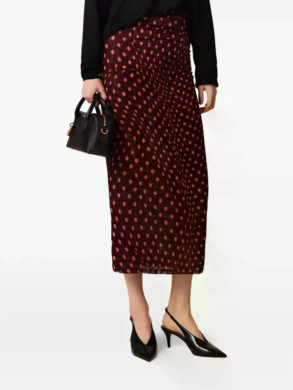 Stella McCartney Polka-dot Ruched Midi Skirt