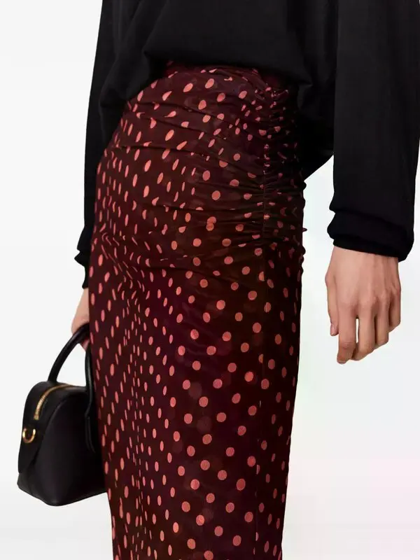 Stella McCartney Polka-dot Ruched Midi Skirt