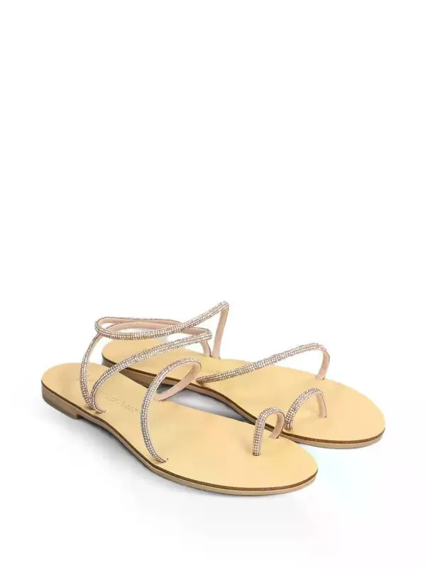 NICOLAS LAINAS Crystal-embellished Toe-strap Sandals - Neutrals