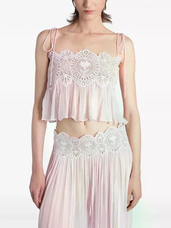 Retrofete Luenie Lace-trim Floral Embroidery Top