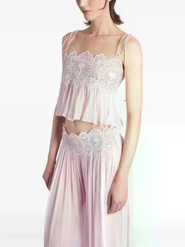 Retrofete Luenie Lace-trim Floral Embroidery Top