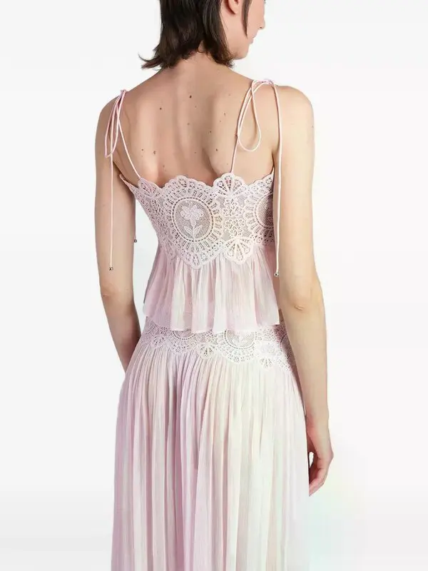 Retrofete Luenie Lace-trim Floral Embroidery Top