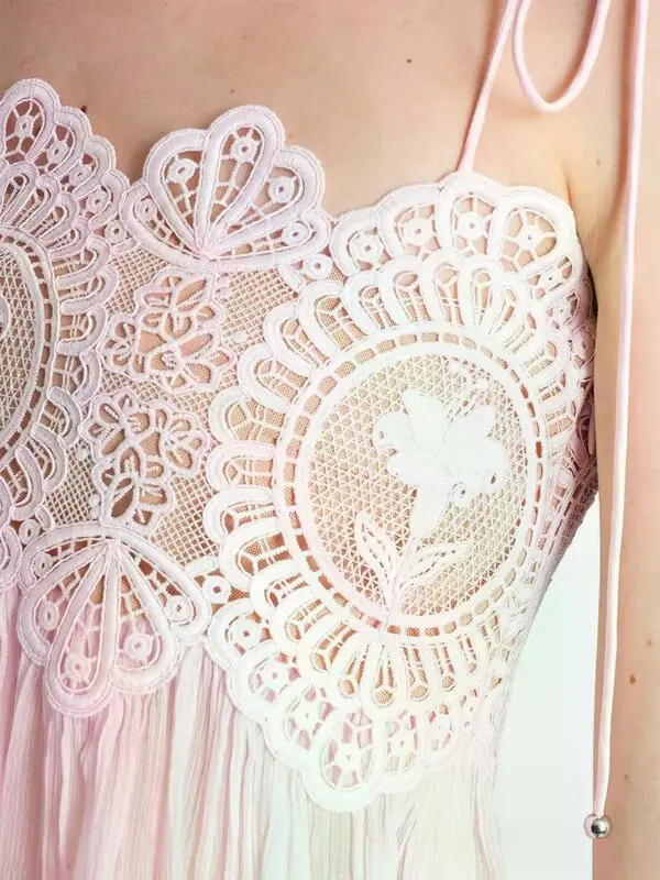 Retrofete Luenie Lace-trim Floral Embroidery Top
