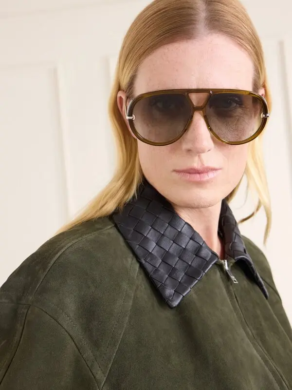 Bottega Veneta Drop' Aviator Acetate Sunglasses