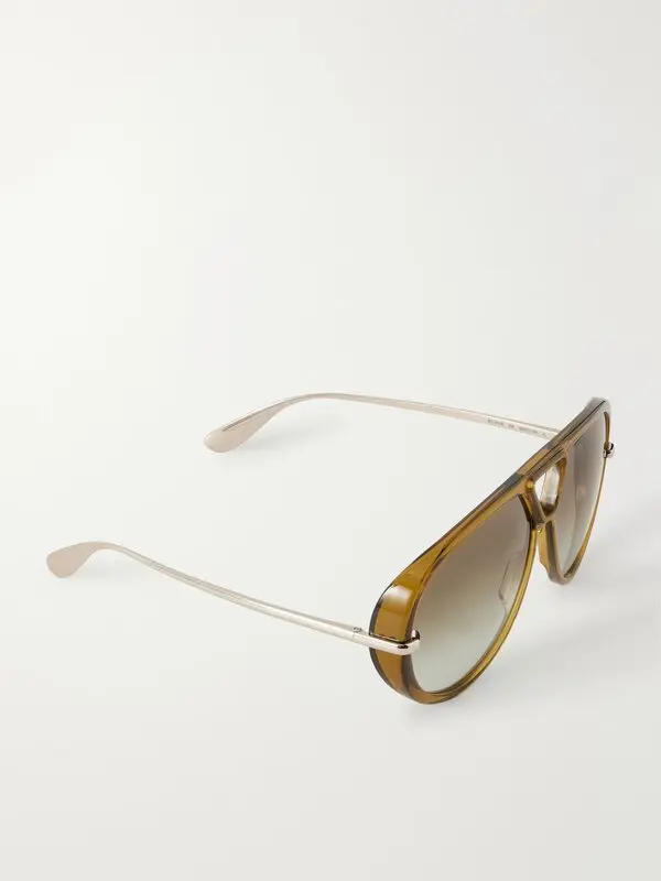 Bottega Veneta Drop' Aviator Acetate Sunglasses - Brown