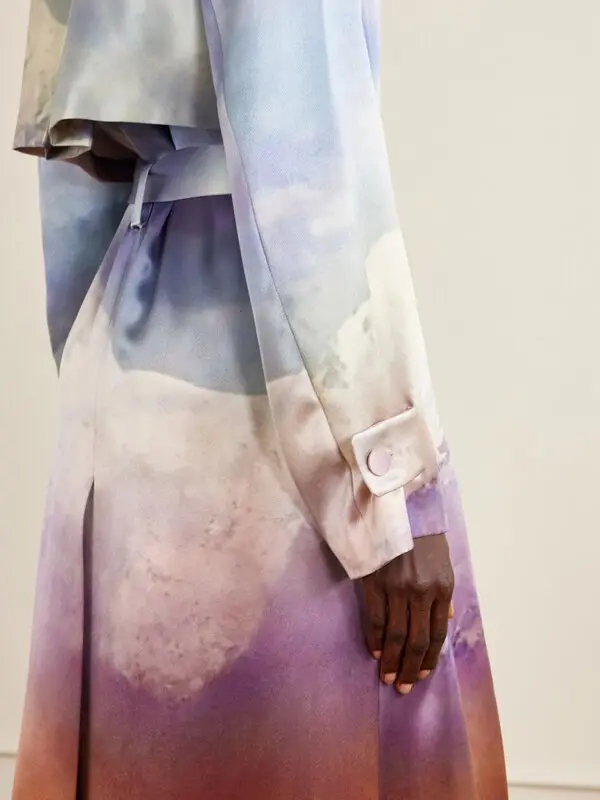 Gabriela Hearst Lyra Printed Silk-satin Coat - Blue