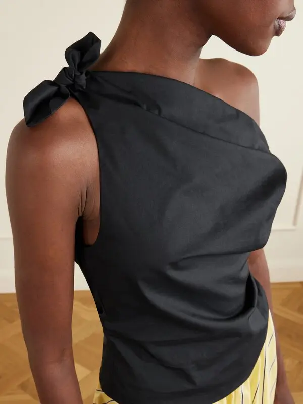 Staud Bellaria Asymmetric Knot Detail Poplin Top