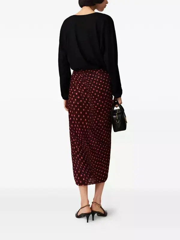 Stella McCartney Polka Dot Ruched Midi Skirt