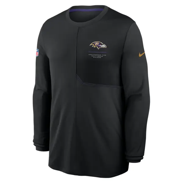 Nike Baltimore Ravens Sideline Coach Dri-fit Nfl Long-sleeve Top - Black
