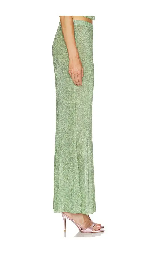 SEROYA Metallic Knit Maxi Skirt - Sage