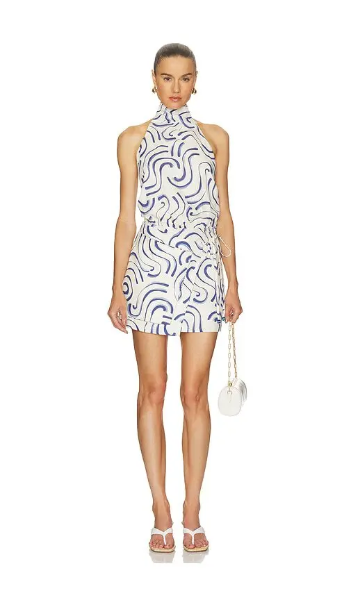 Alexis Sirenza Dress With Halter Neckline And Abstract Print - Blue Wave