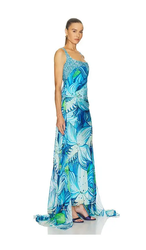 LA FUORI Floral Trail Gown