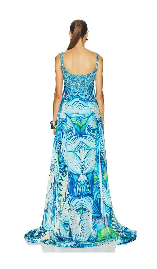 LA FUORI Floral Trail Gown