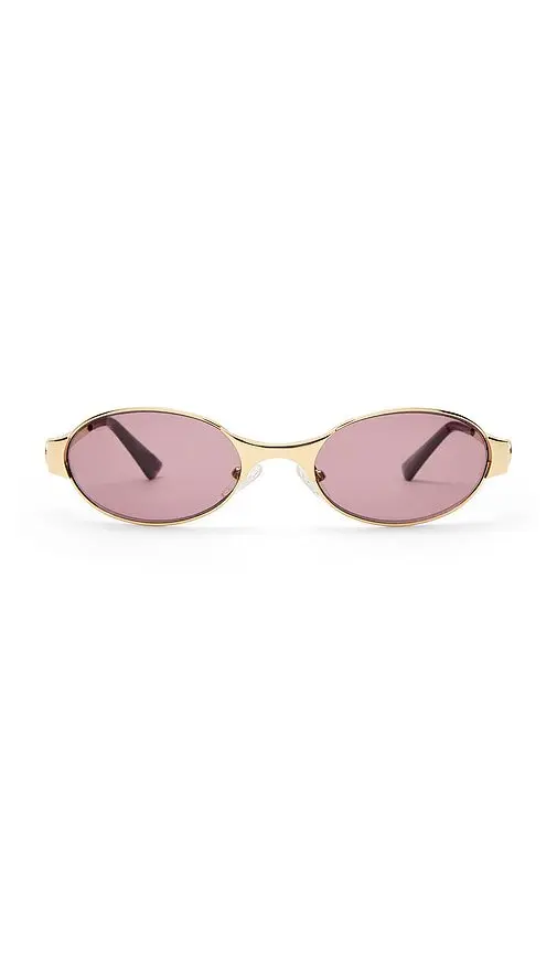 Le Specs Frostbite Oval Sunglasses - Bright Gold & Smokey Brown Mono