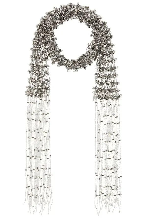 Dries Van Noten Metallic Embroidered Necklace - Silver