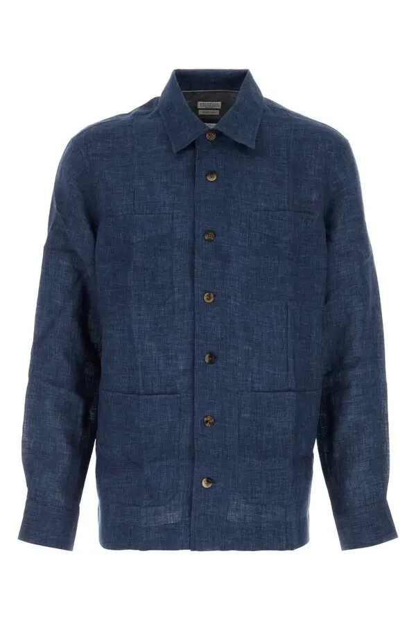 Brunello Cucinelli Navy Linen Shirt