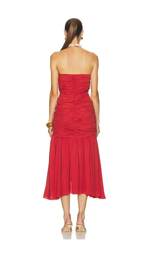 Balmain Shell Detail Draped Crepe Long Dress