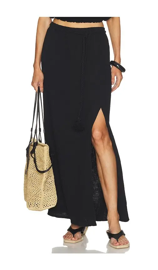BOBI Maxi Skirt With Detachable Belted Waist Tie