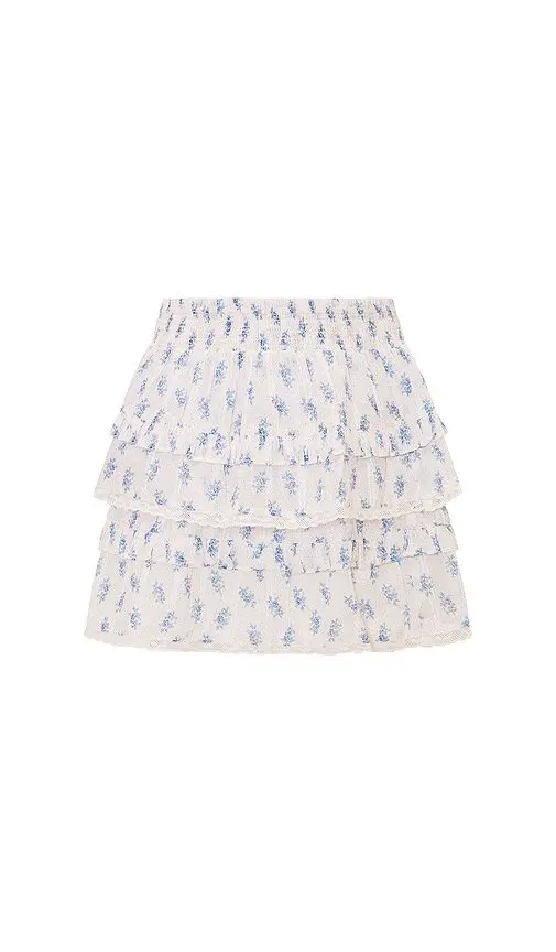 LoveShackFancy Tiered Floral Mini Skirt - Turquoise