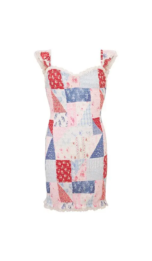 LoveShackFancy Patchwork Smocked Mini Dress