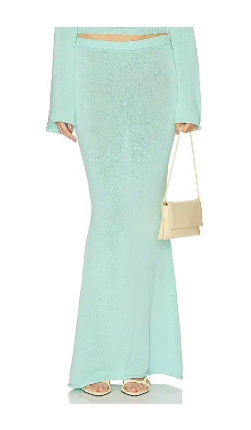 SEROYA Kora Crochet Knit Maxi Skirt - Teal