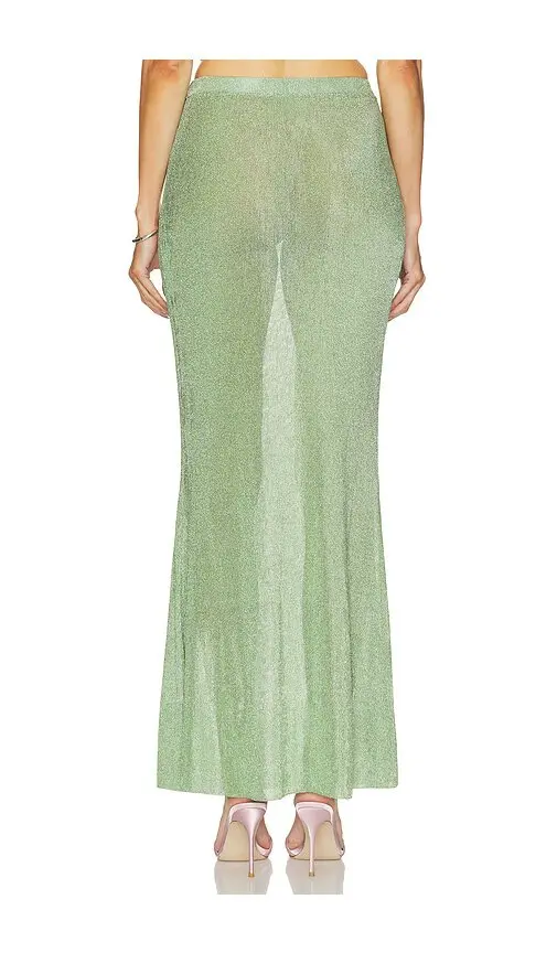 SEROYA Metallic Knit Maxi Skirt - Green