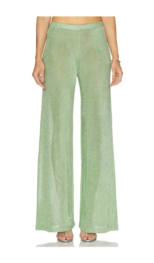 SEROYA Metallic Knit Wide Leg Pant - Green
