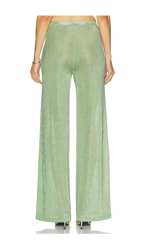 SEROYA Metallic Knit Wide Leg Pant - Green