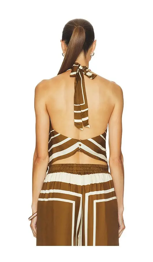 NICHOLAS Skye Halterneck Top With Gold-tone Hardware