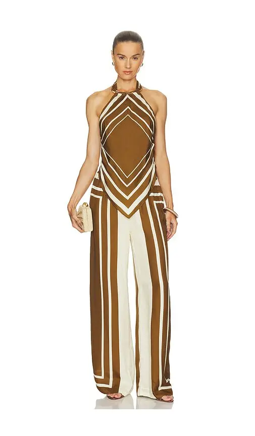 NICHOLAS Skye Halterneck Top With Gold-tone Hardware