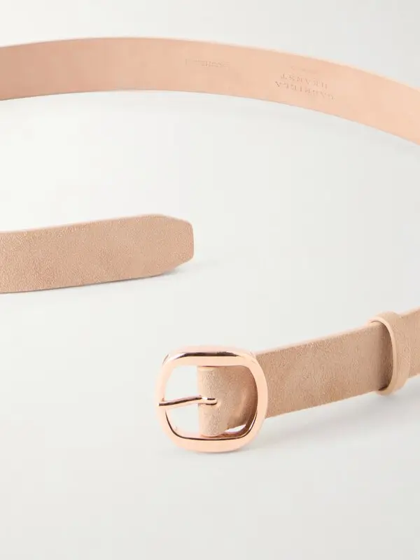 Gabriela Hearst Suede Buckle Belt - Beige