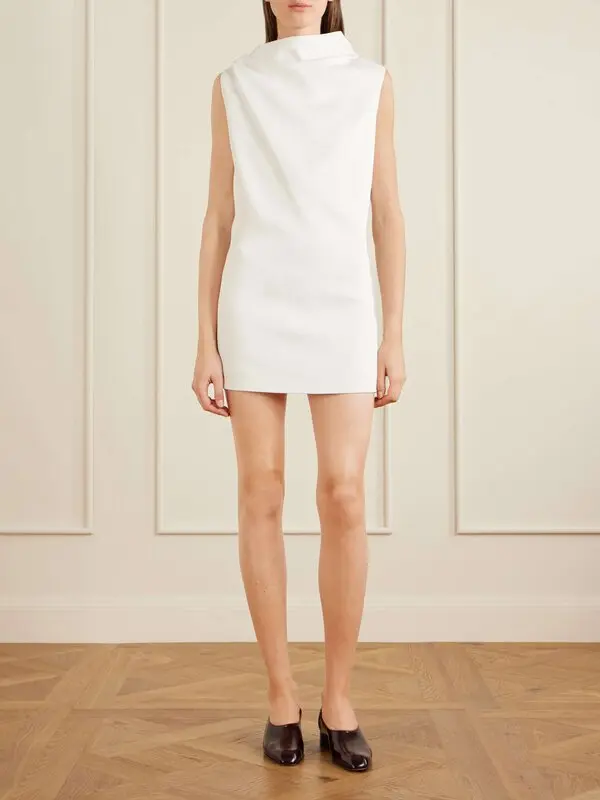 Khaite Crepe Satin Mini Dress With Cowl Neck