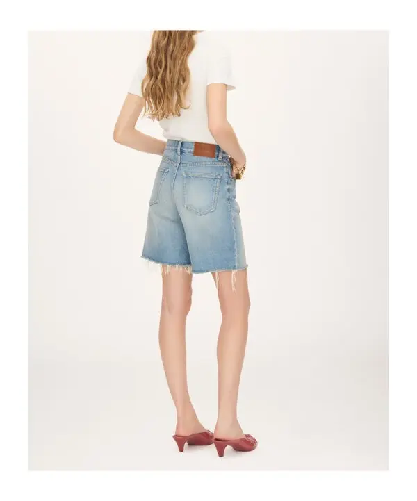 Chloé High-waisted Frayed Denim Shorts - Soft Blue