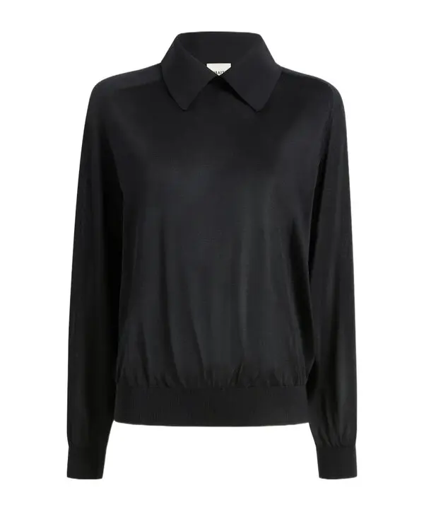 Khaite Silk-knitted Polo Sweater - Black
