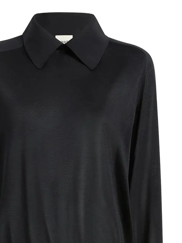 Khaite Silk-knitted Polo Sweater - Black