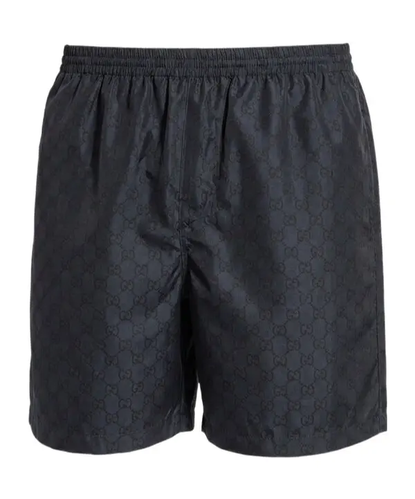 Gucci Allover Gg Print Swim Shorts - Black