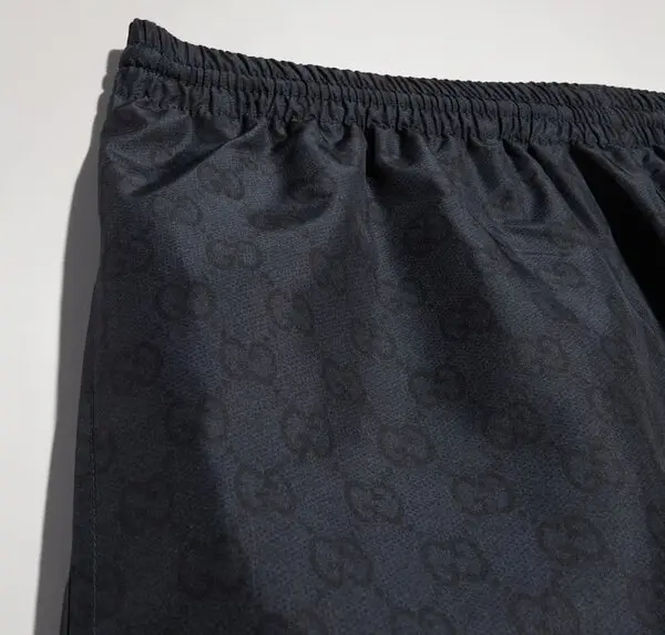 Gucci Allover Gg Print Poplin Swim Shorts - Black