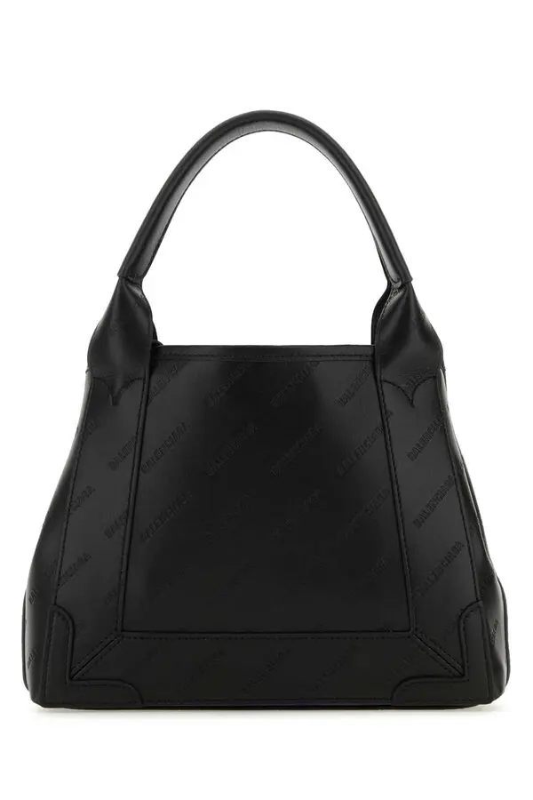 Balenciaga Leather Cabas Navy Xs Handbag - Black