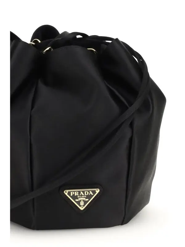 Prada Satin Drawstring Pouch With Gold-tone Hardware