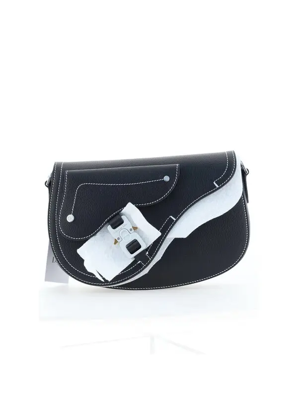 Dior Saddle Pouch In Grained Calfskin - Black